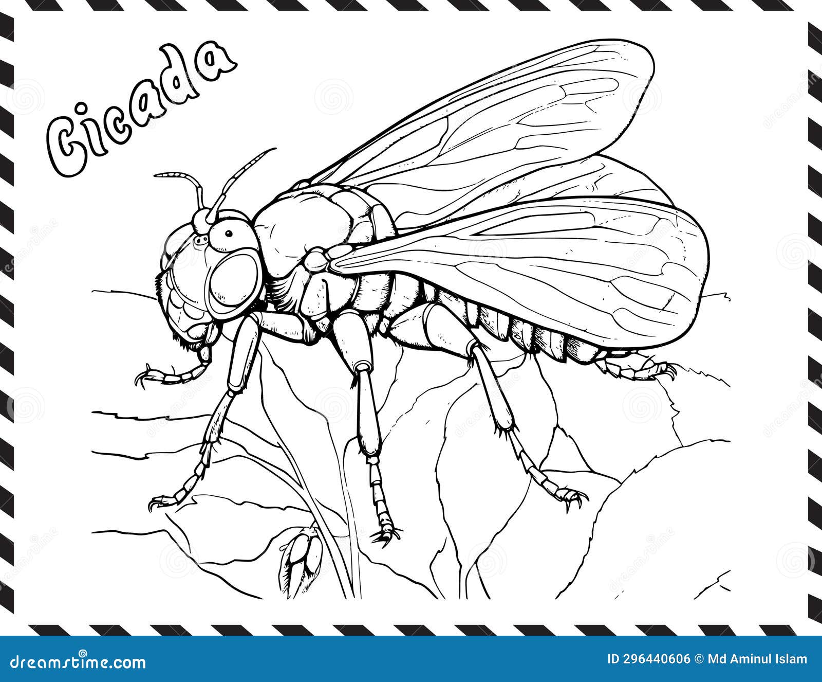 Cicada Coloring Page for Kids Stock Vector - Illustration of kids ...
