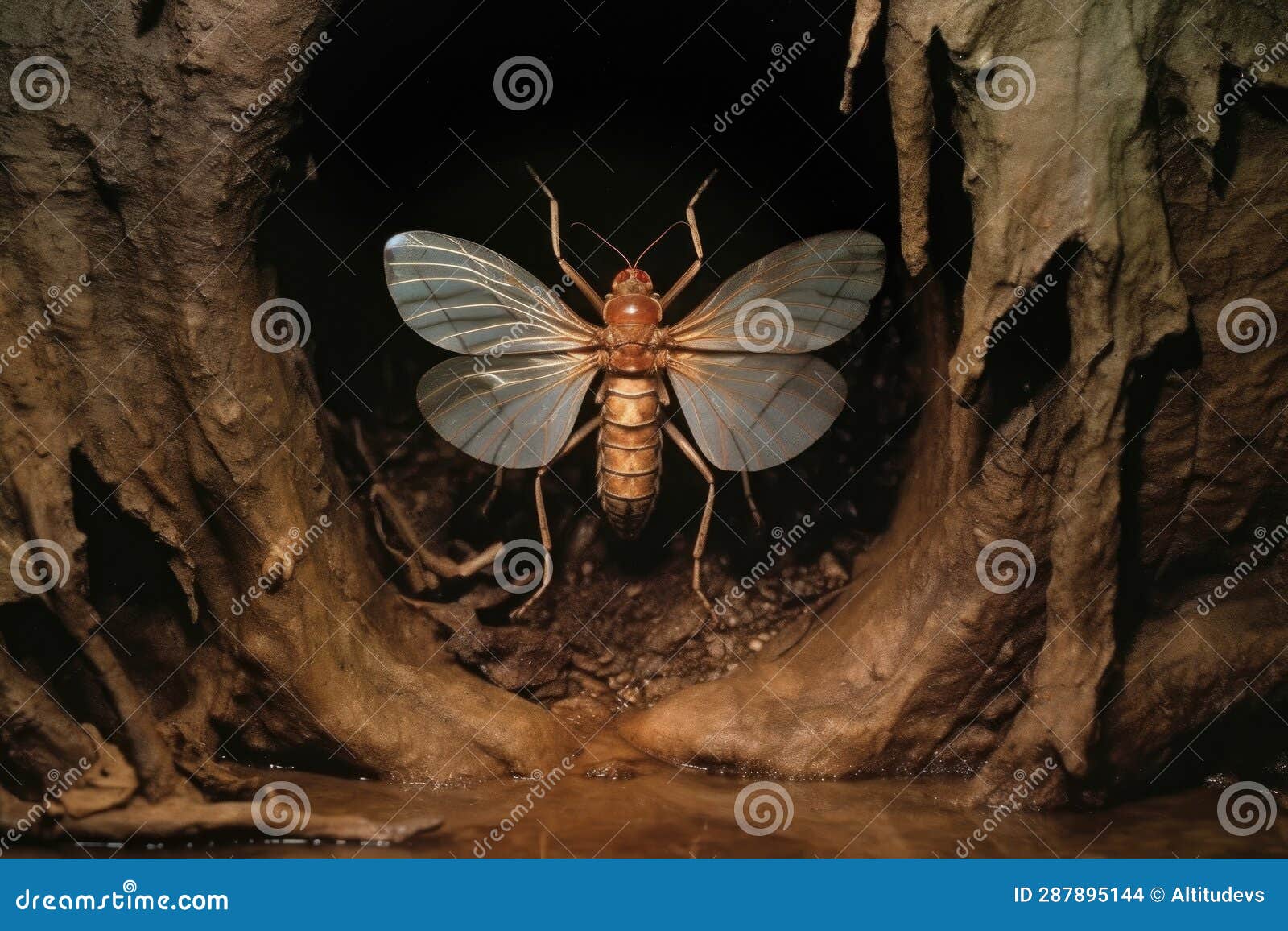 Cicada Nymph Emerging from Soil Hole Stock Illustration - Illustration ...