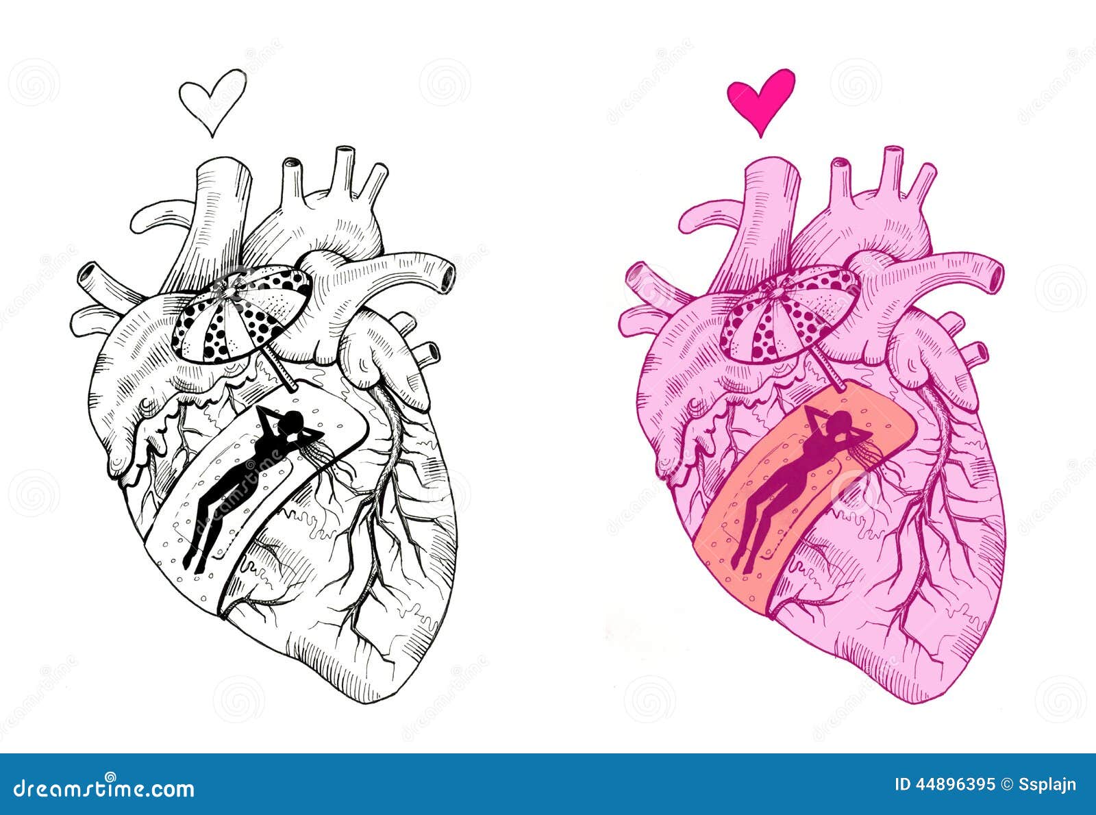 Cicatriz Corazón Humano Con La Tirita Stock de ilustración ...