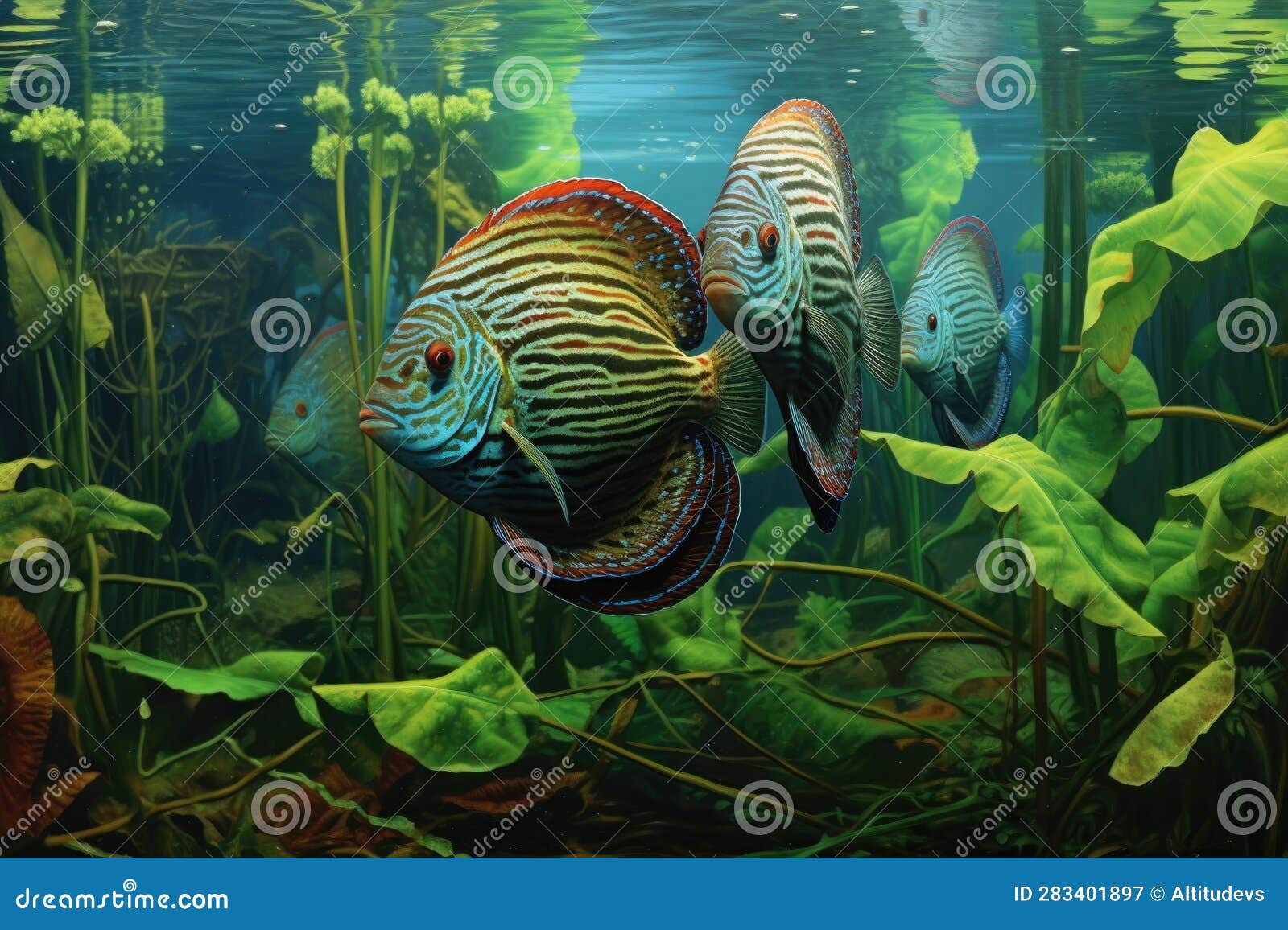 Cichlids Displaying Territorial Behavior in Tank Stock Illustration ...