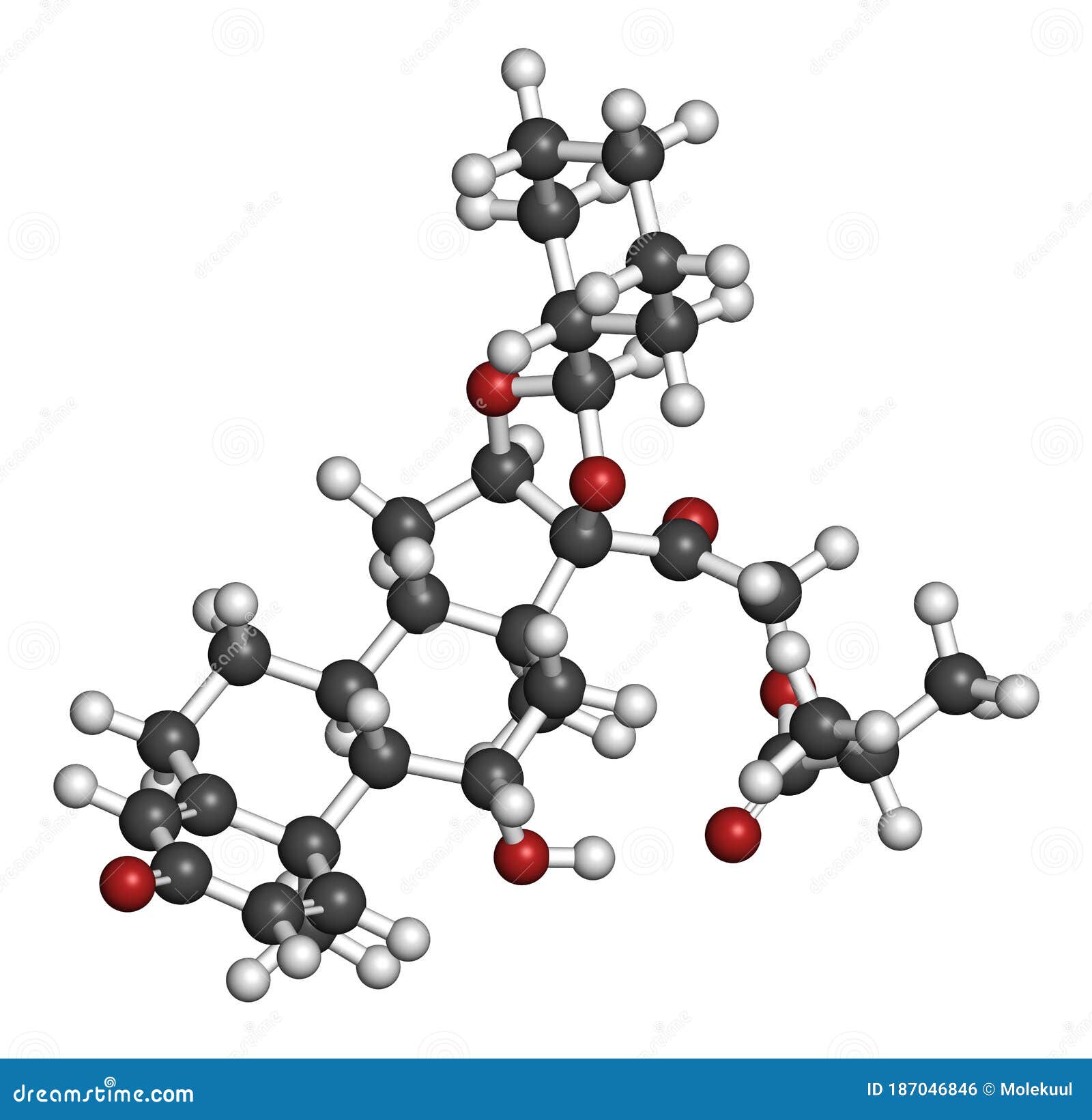 Ciclesonide Glucocorticoid Drug Molecule. 3D Rendering. Atoms Are ...