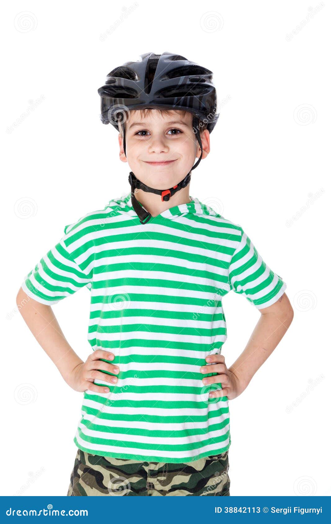 Ciclista Del Muchacho Con El Casco Imagen de archivo - Imagen de ...