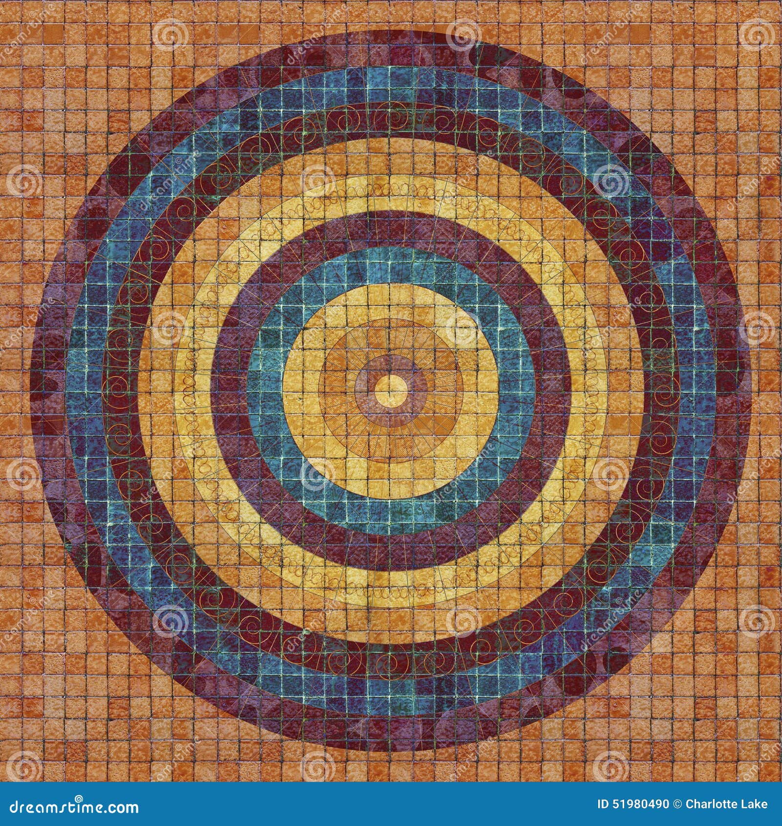 Cicular pattern on tiles. stock illustration. Illustration of texture ...