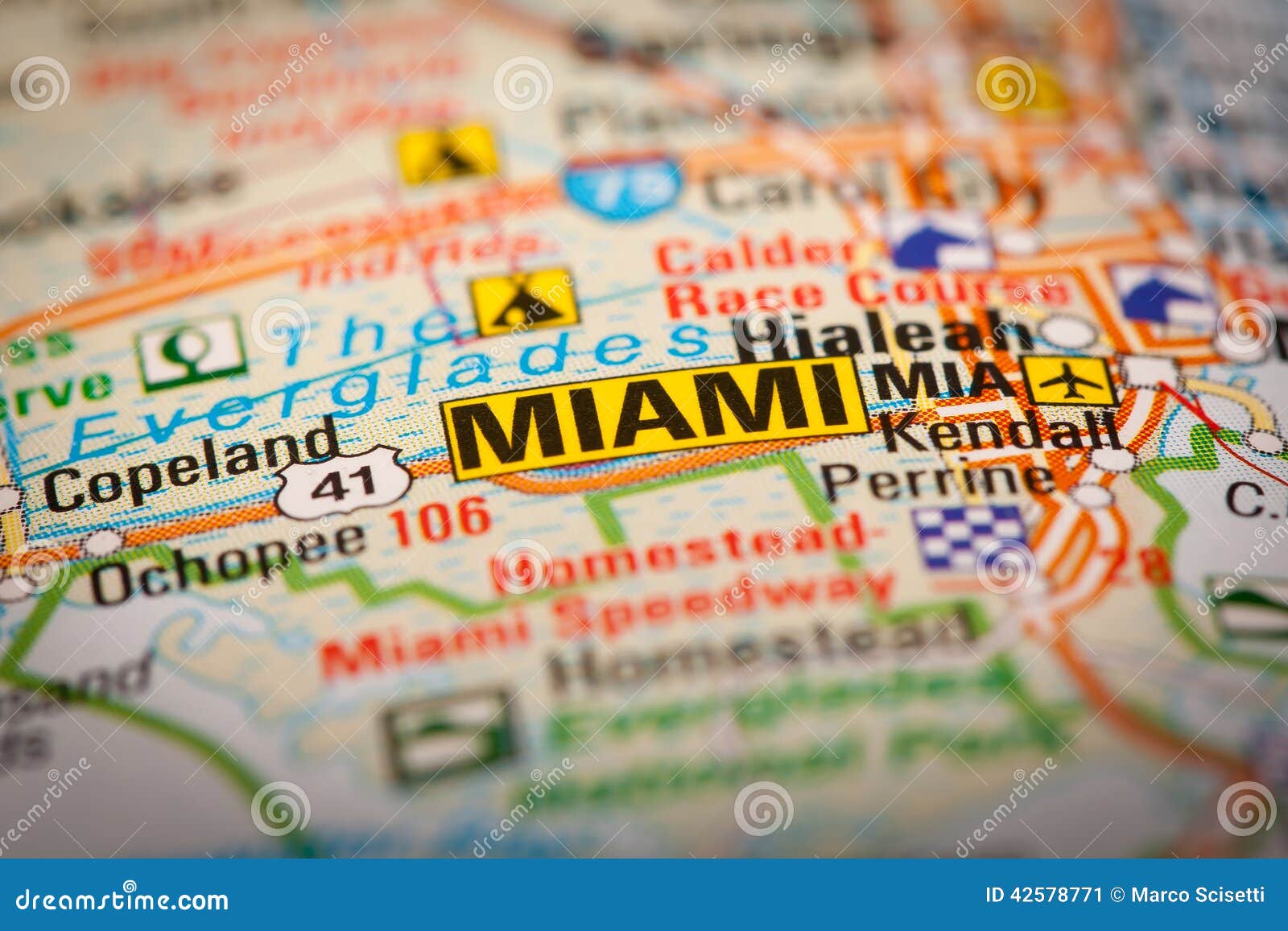 Cidade De Miami Em Um Mapa De Estradas Imagem de Stock - Imagem de ...