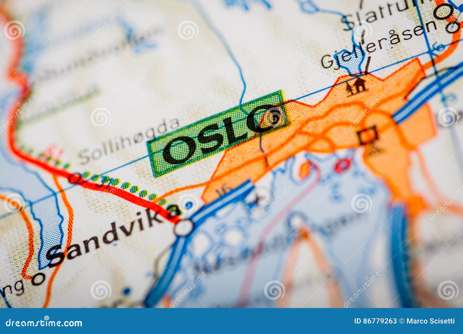 Cidade De Oslo Em Um Mapa De Estradas Imagem de Stock - Imagem de ...