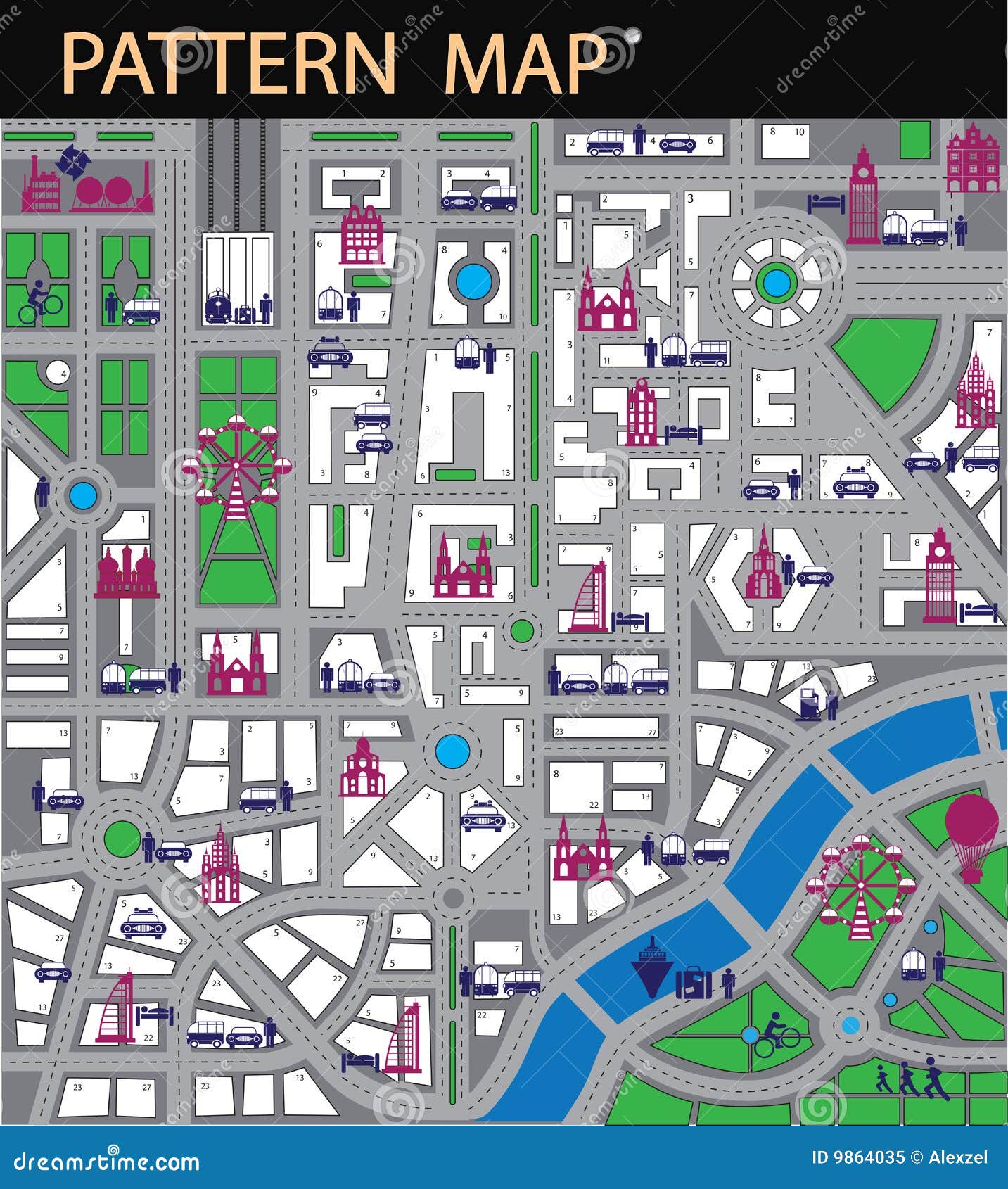 Cidade do mapa ilustração do vetor. Ilustração de mapa - 9864035