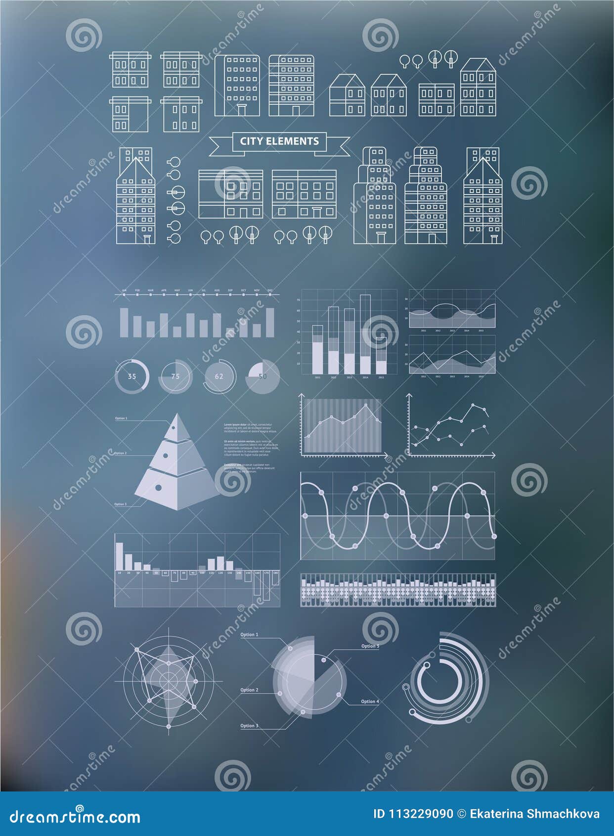 Cidade Linear Lisa Infographic Ilustração do Vetor - Ilustração de ...