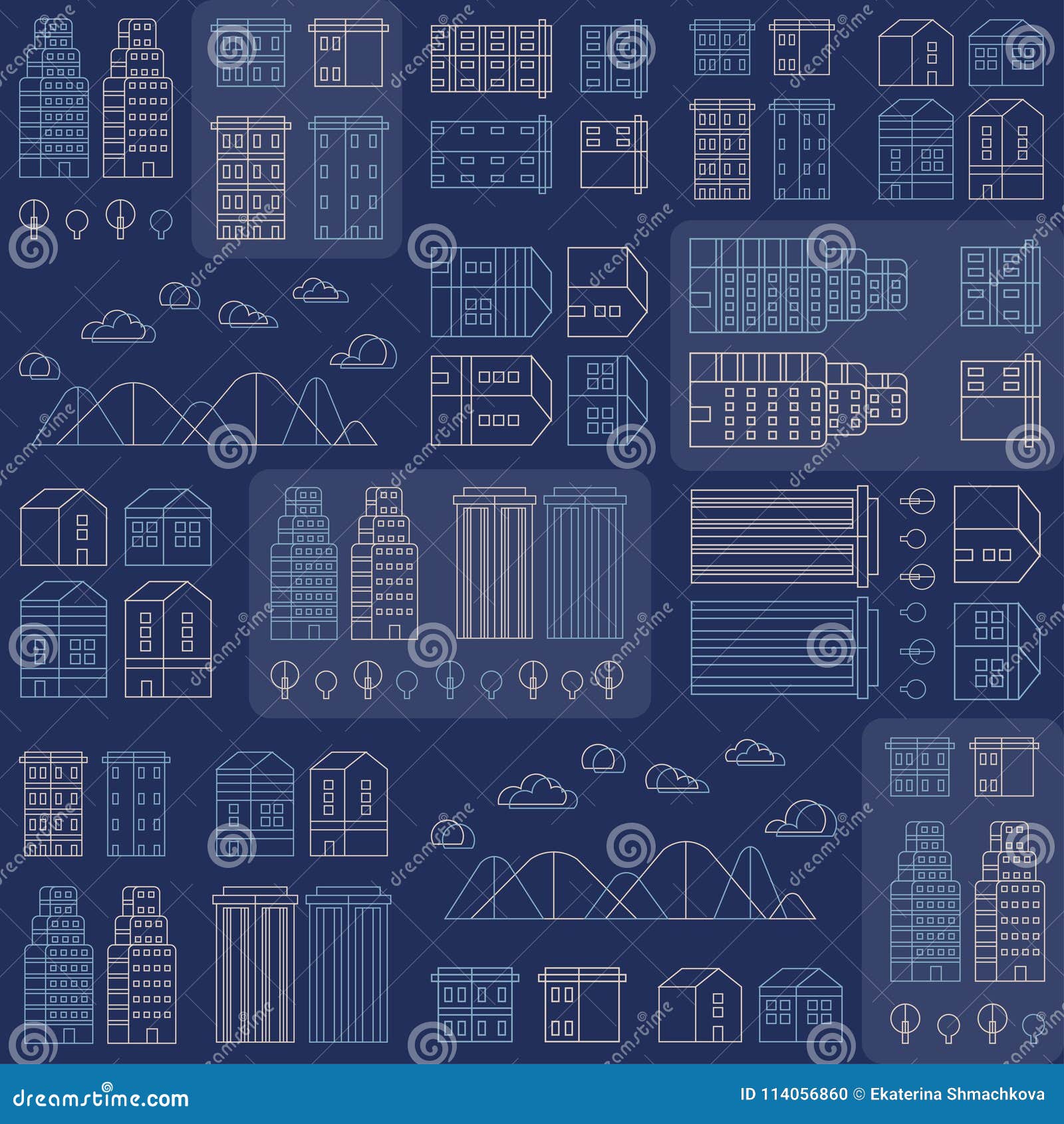 Cidade Linear Lisa Infographic Ilustração do Vetor - Ilustração de casa ...