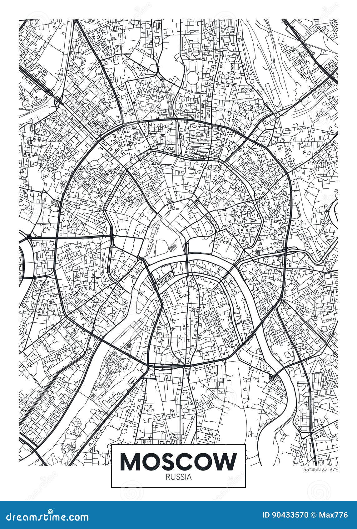Cidade Moscou Do Mapa Do Cartaz Do Vetor Ilustração do Vetor ...