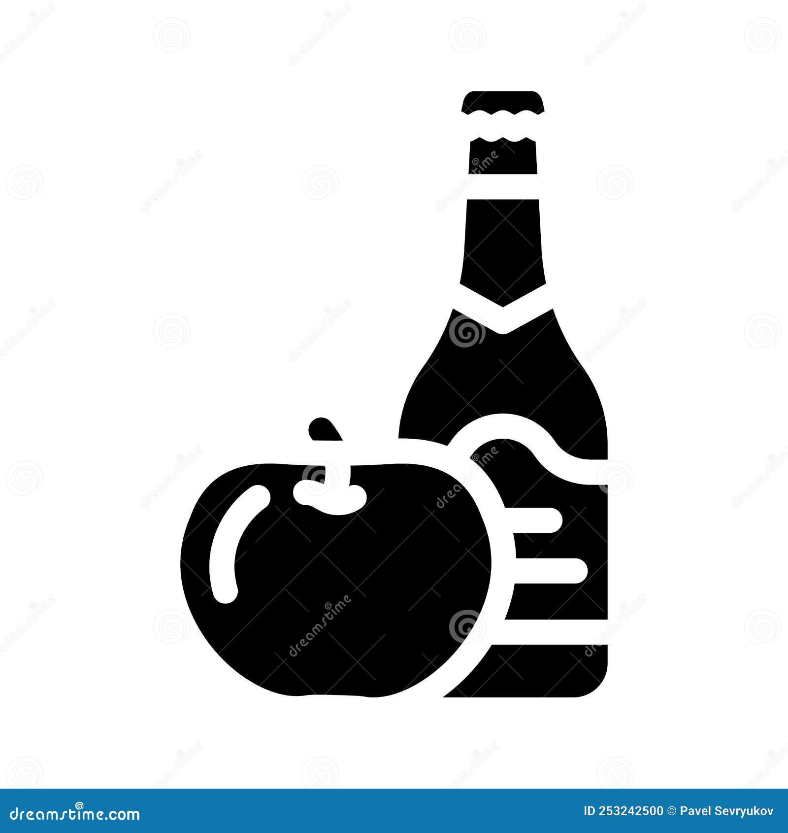 Cider Apple Glyph Icon Vector Illustration Stock Illustration ...