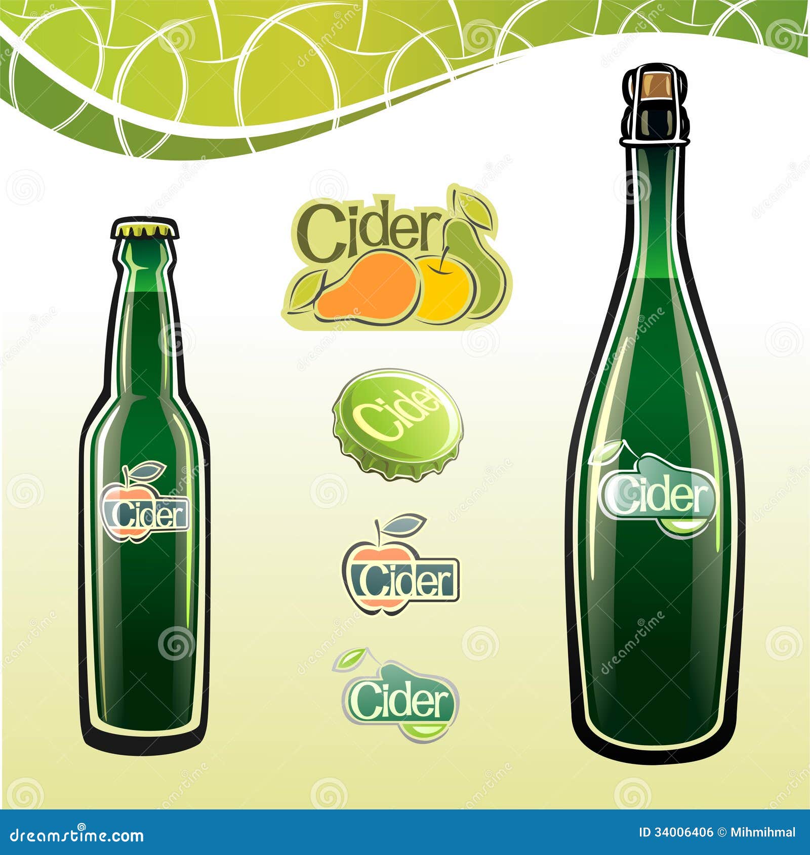 Cider in a bottle stock vector. Illustration of food - 34006406