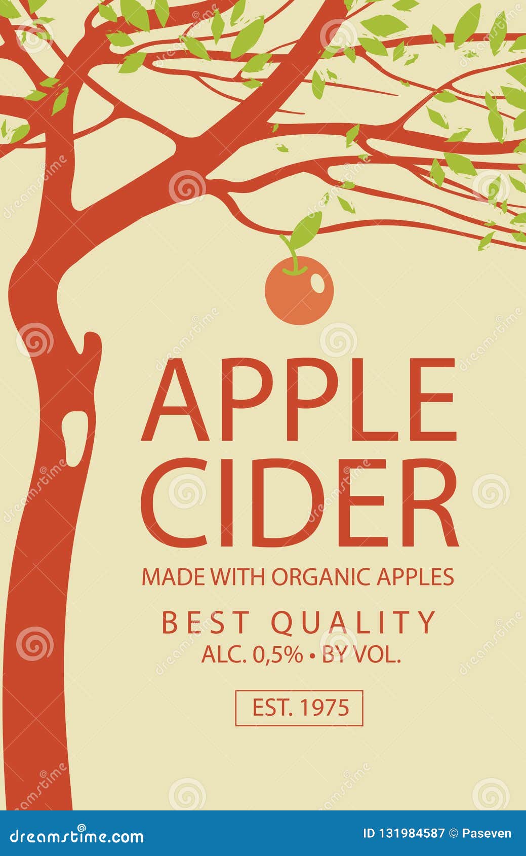Cider Label with Apple Tree in Retro Style Stock Vector - Illustration ...