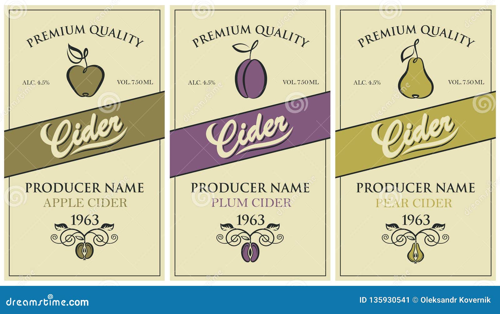 Cider labels set stock vector. Illustration of label - 135930541