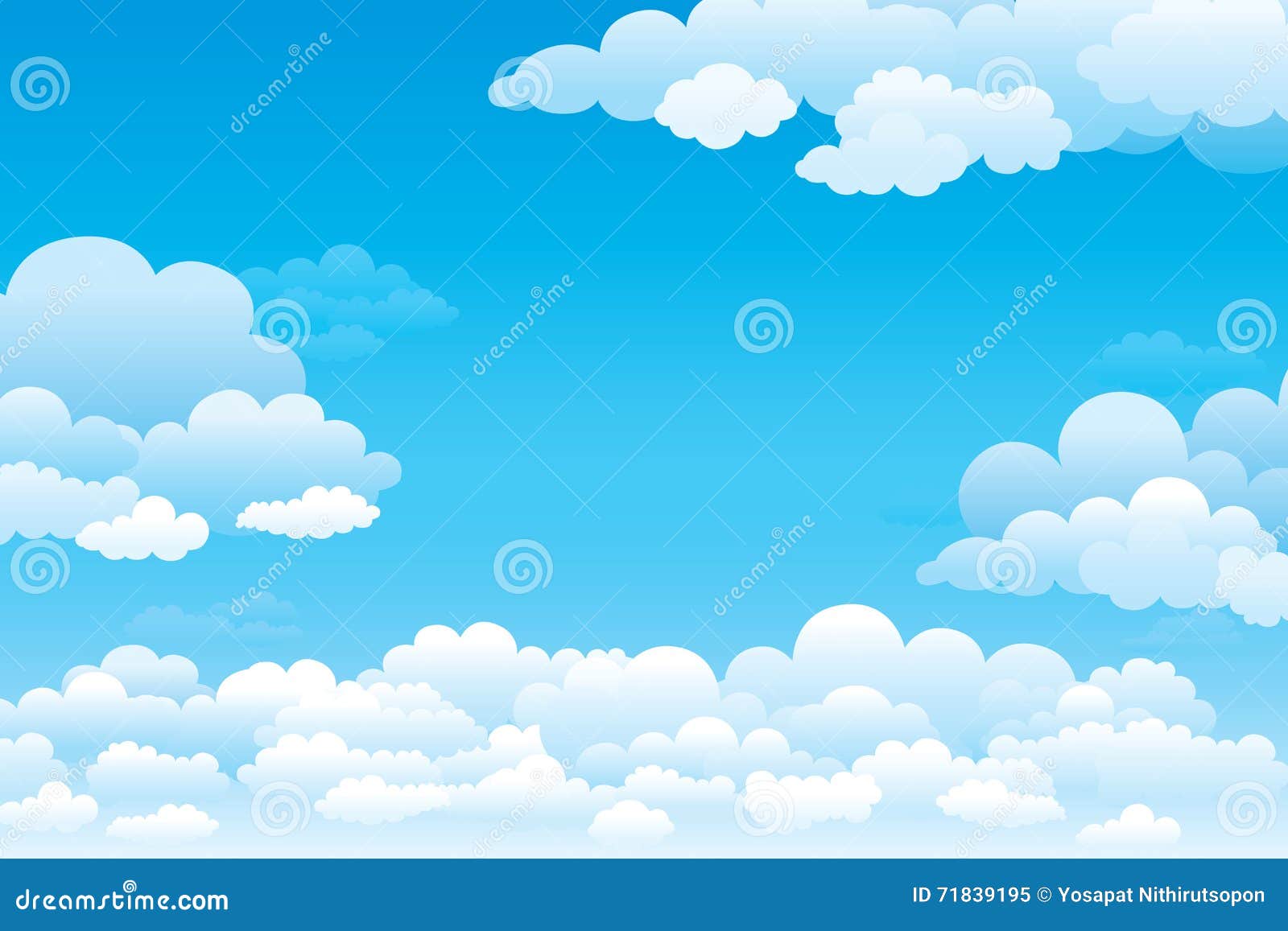 Cielo con las nubes ilustración del vector. Ilustración de nubes - 71839195