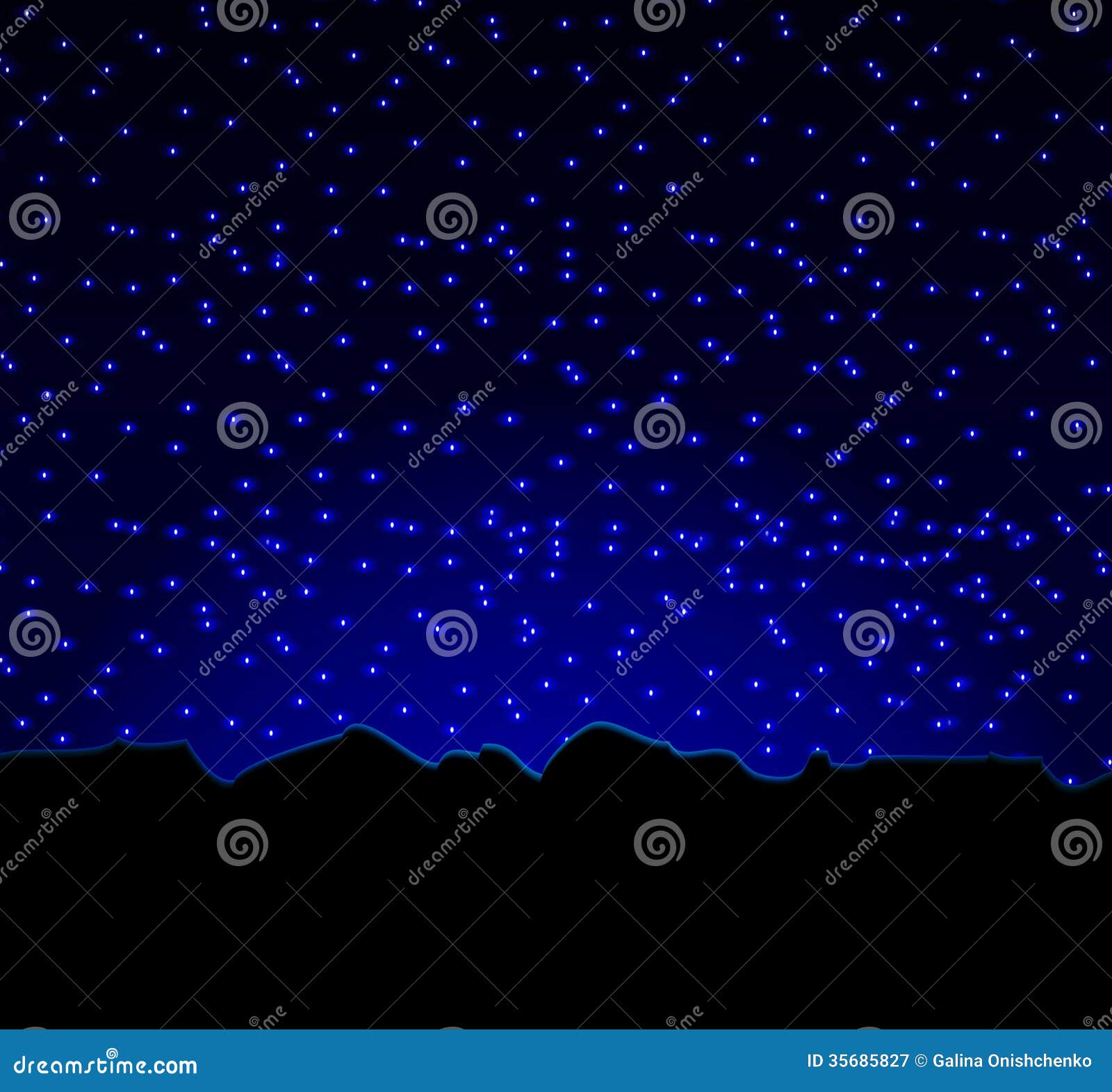 Cielo E Montagne Della Stella Di Notte Illustrazione di Stock ...