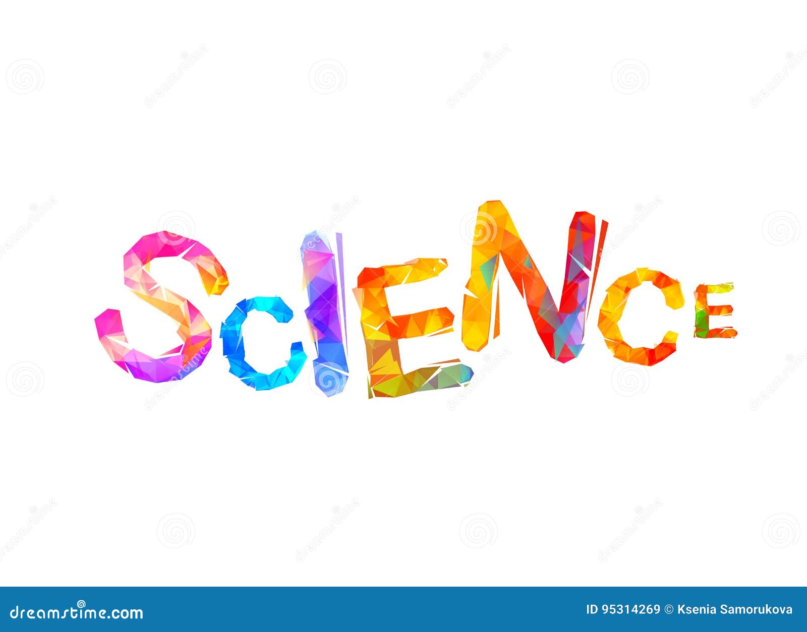 Ciencia Palabra Del Vector De Letras Triangulares Ilustración del ...