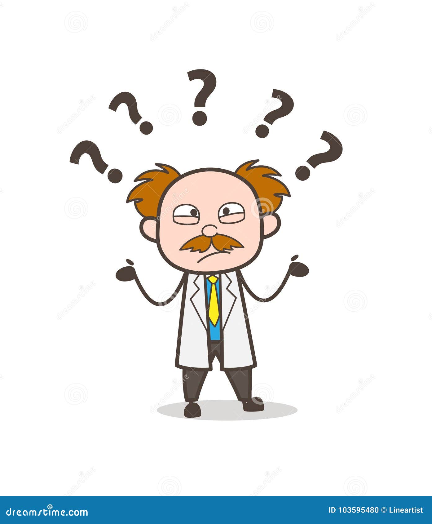 Cientista Confuso Expression Dos Desenhos Animados Ilustração Stock ...
