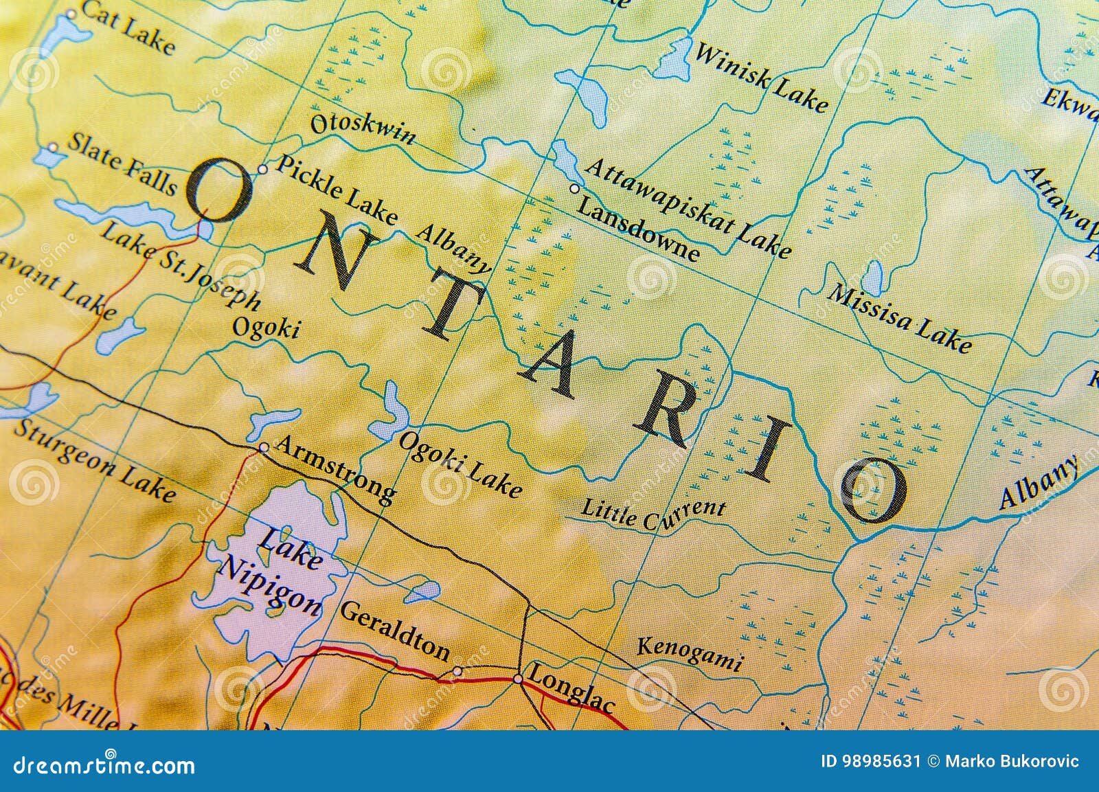 Cierre Geográfico Del Mapa De Ontario Imagen de archivo - Imagen de ...