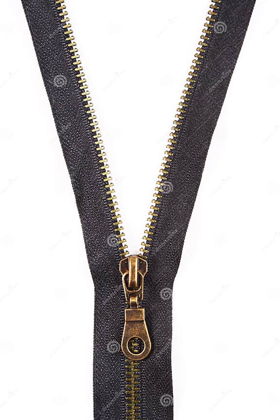 Cierre Relámpago De Oro Aislado Foto de archivo - Imagen de bloqueo ...