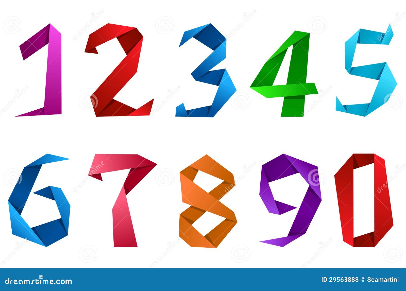 Cifre E Numeri Nello Stile Di Origami Illustrazione Vettoriale ...