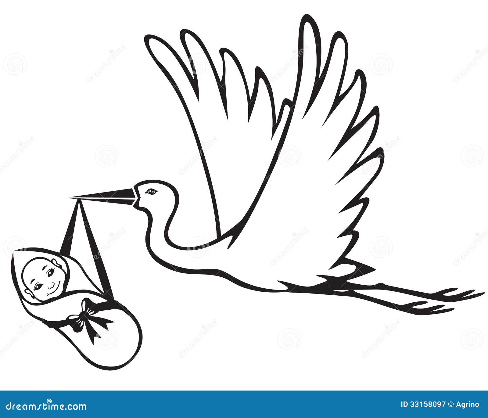 Cigüeña con el bebé ilustración del vector. Ilustración de contorno ...