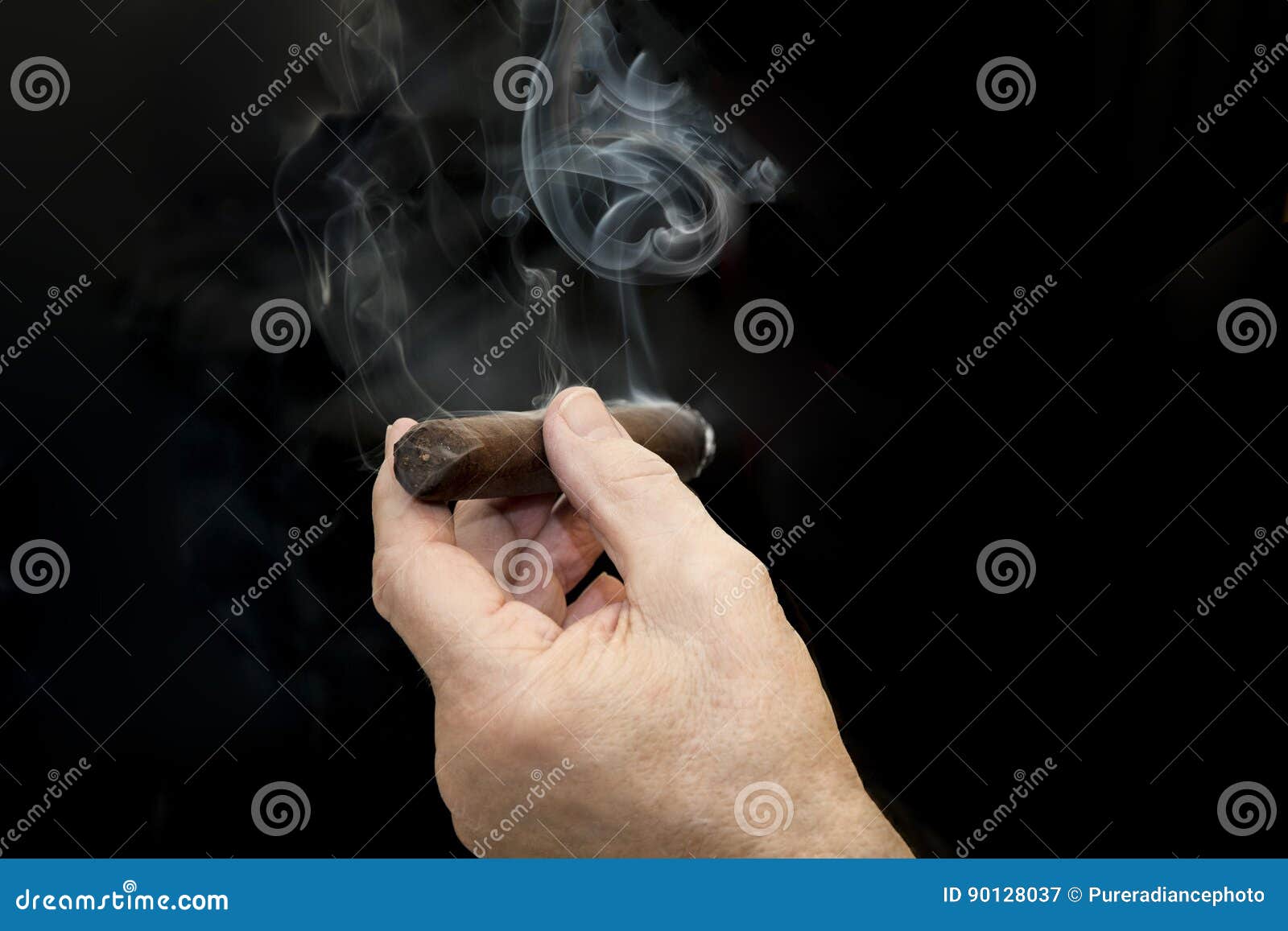 Cigar and hand with smoke stock image. Image of expensive - 90128037