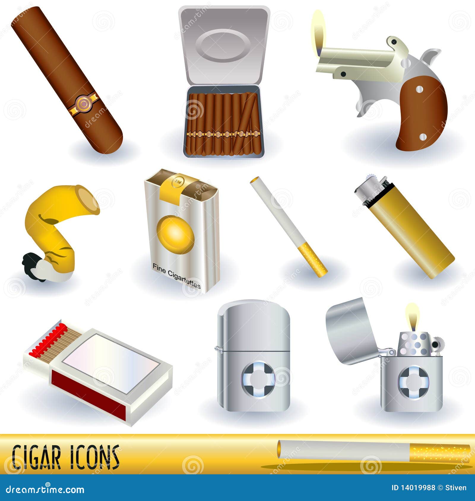 Cigar icons stock vector. Illustration of addiction, cigarette - 14019988