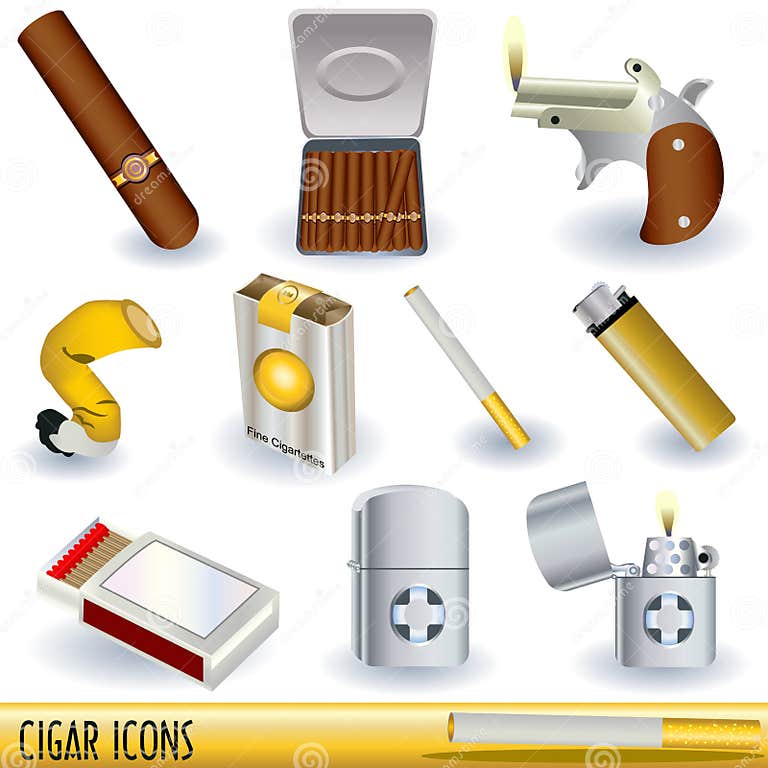 Cigar icons stock vector. Illustration of addiction, cigarette - 14019988