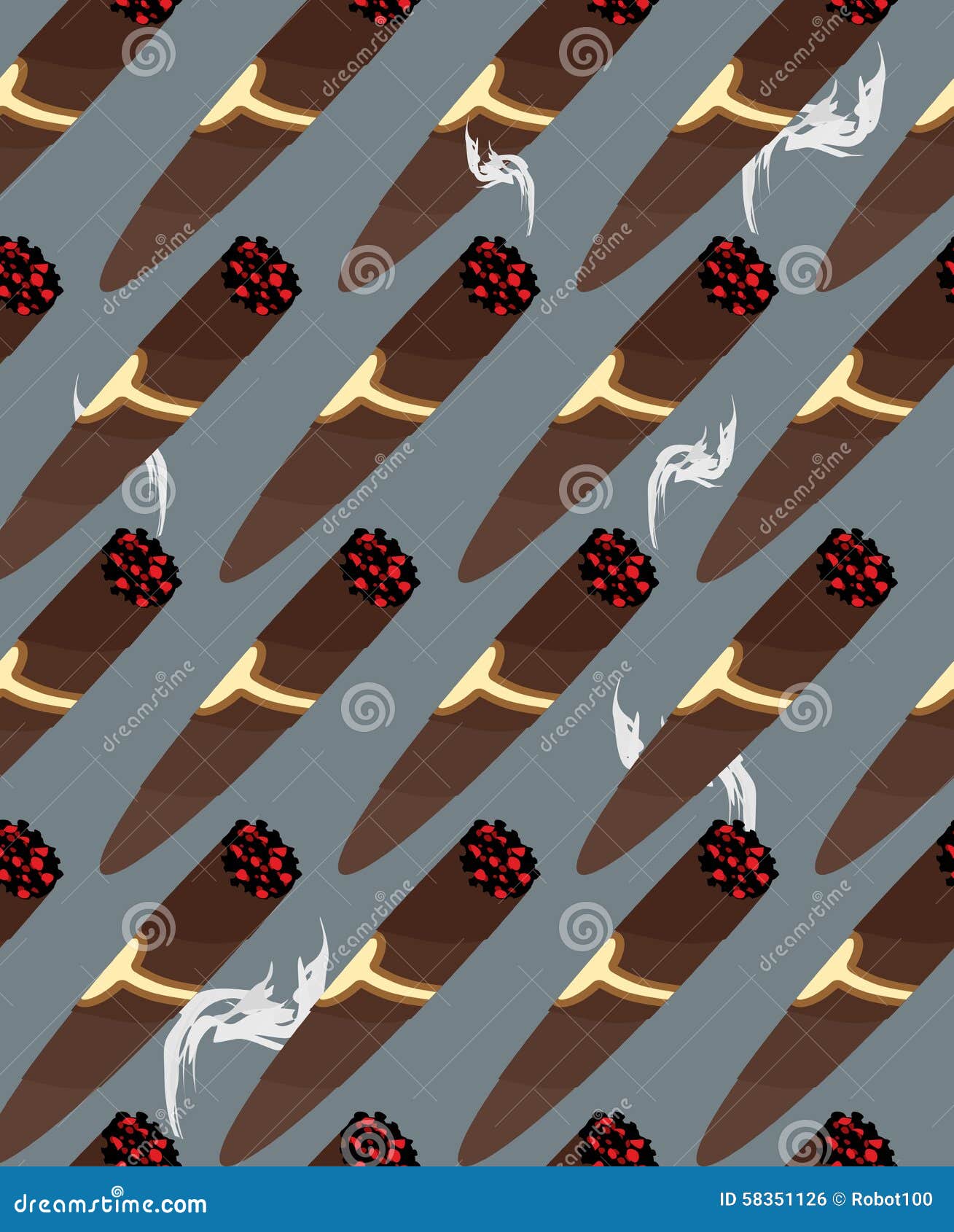 Cigar Seamless Pattern. Background of Cuban Cigars and Smoke Stock ...