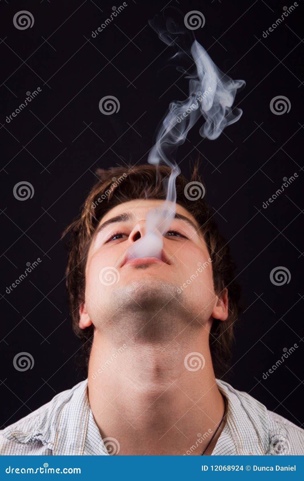 Cigar Smoke Rising from Man Mouth Stock Photo - Image of addict ...
