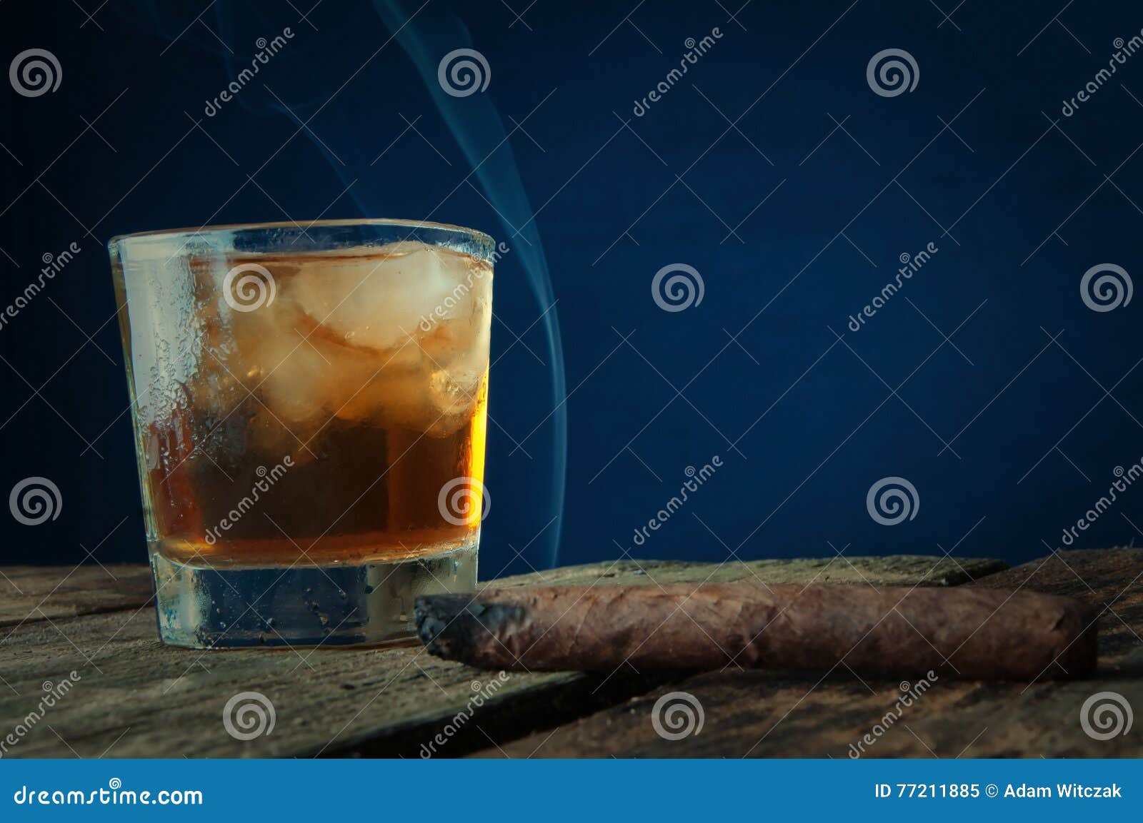 Cigar and Whiskey on the Old Wooden Background Stock Image - Image of ...