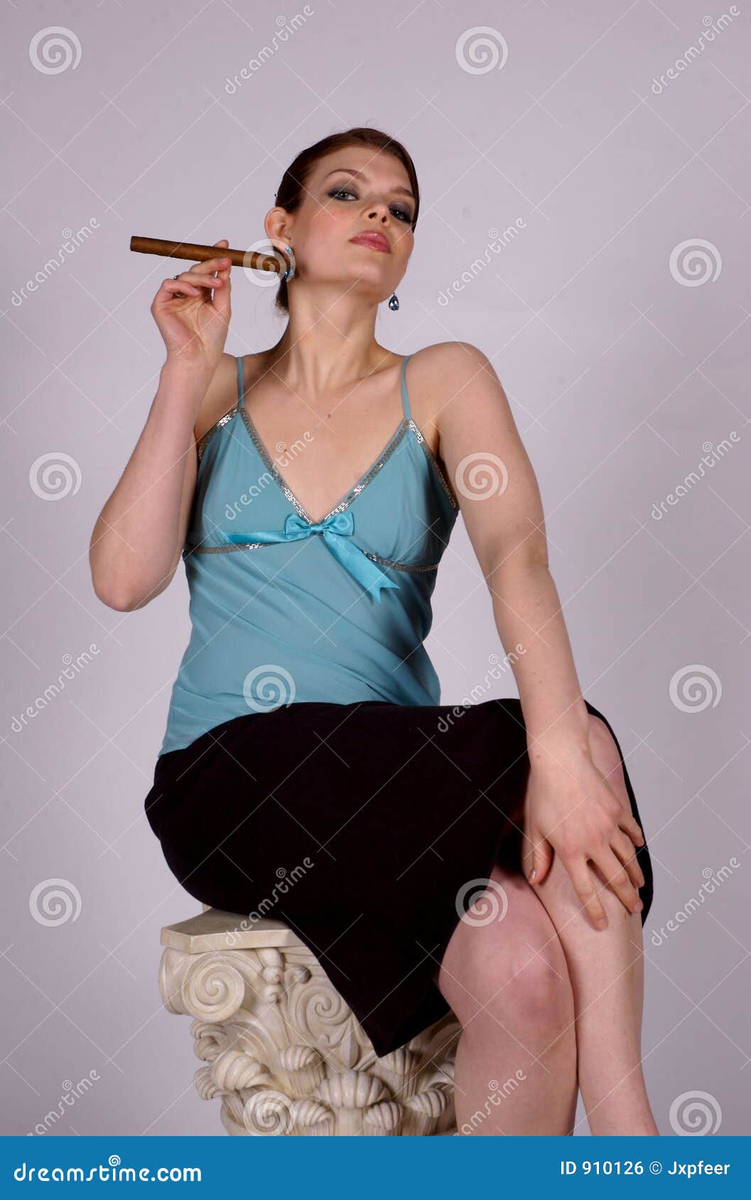 Cigar Woman stock photo. Image of smoking, shirt, seductive - 910126