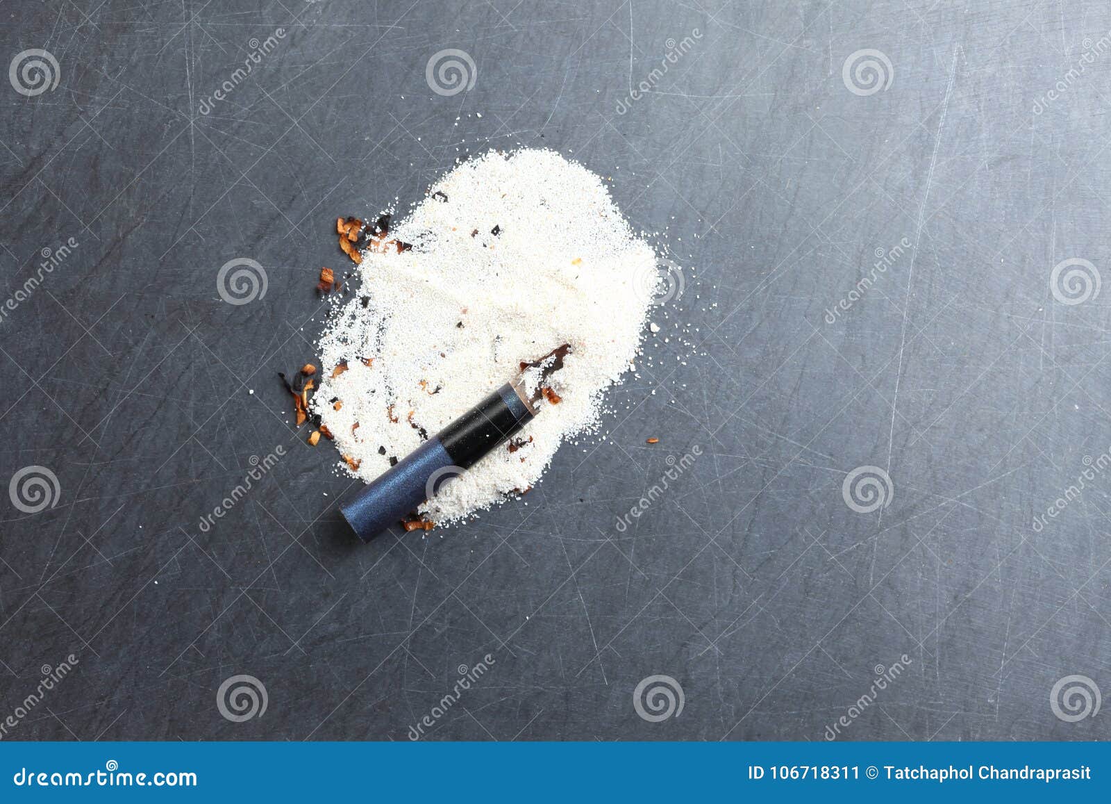 Cigarette ash scene. stock image. Image of container - 106718311