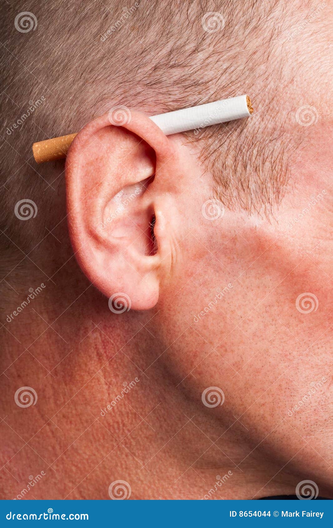 Cigarette behind ear stock photo. Image of vertical, cigarette - 8654044