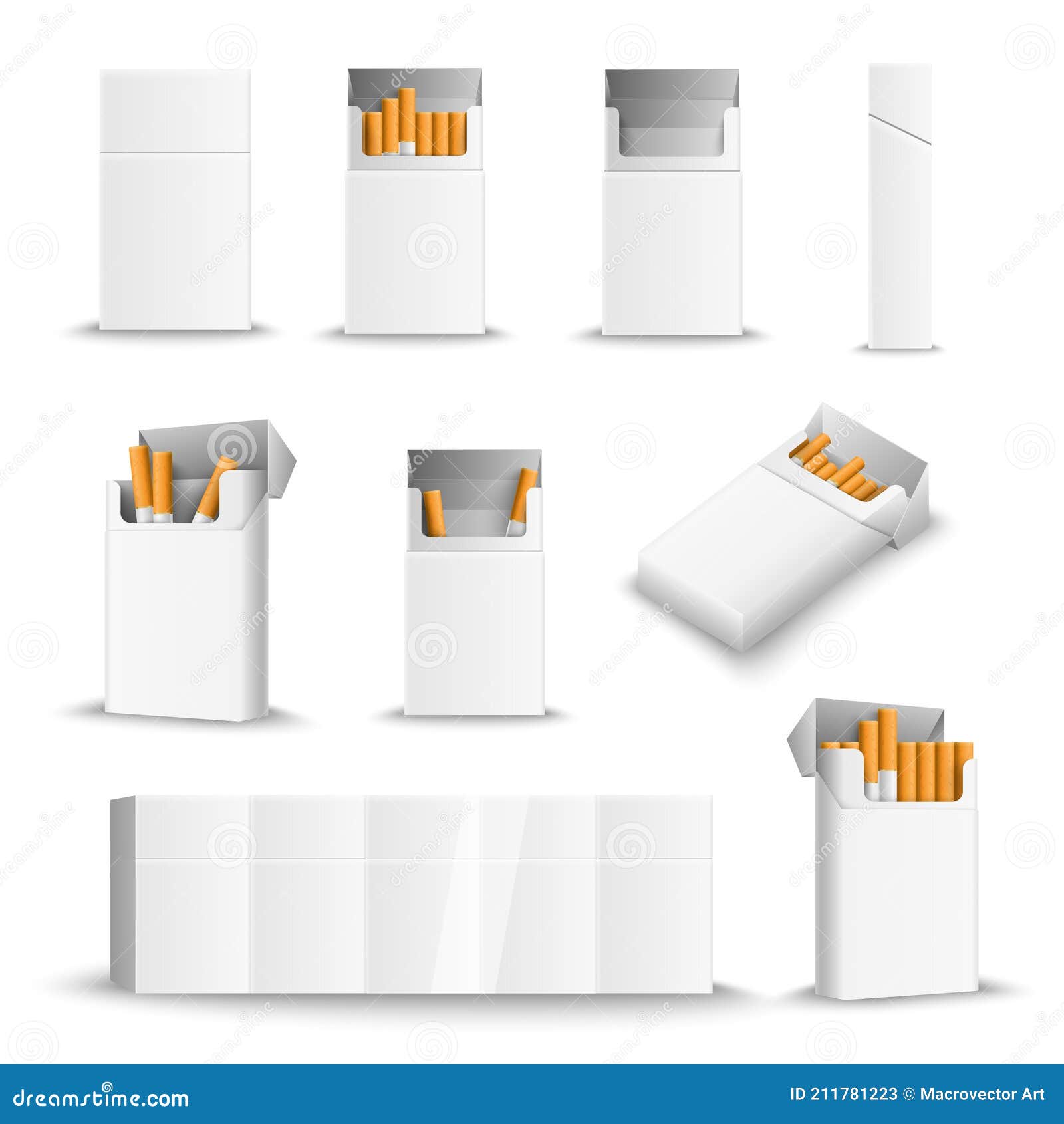 Cigarette Blank Packs Realistic Stock Vector - Illustration of cigar ...