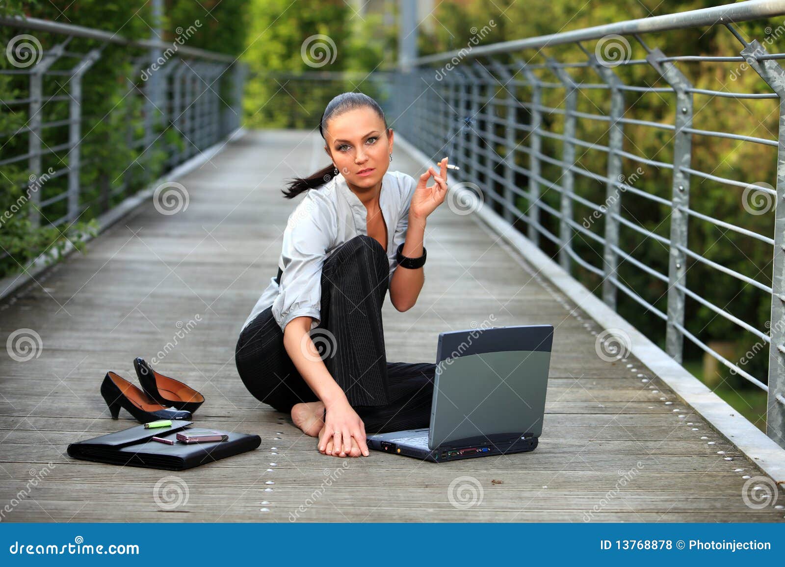 Cigarette break stock photo. Image of feet, green, adult - 13768878