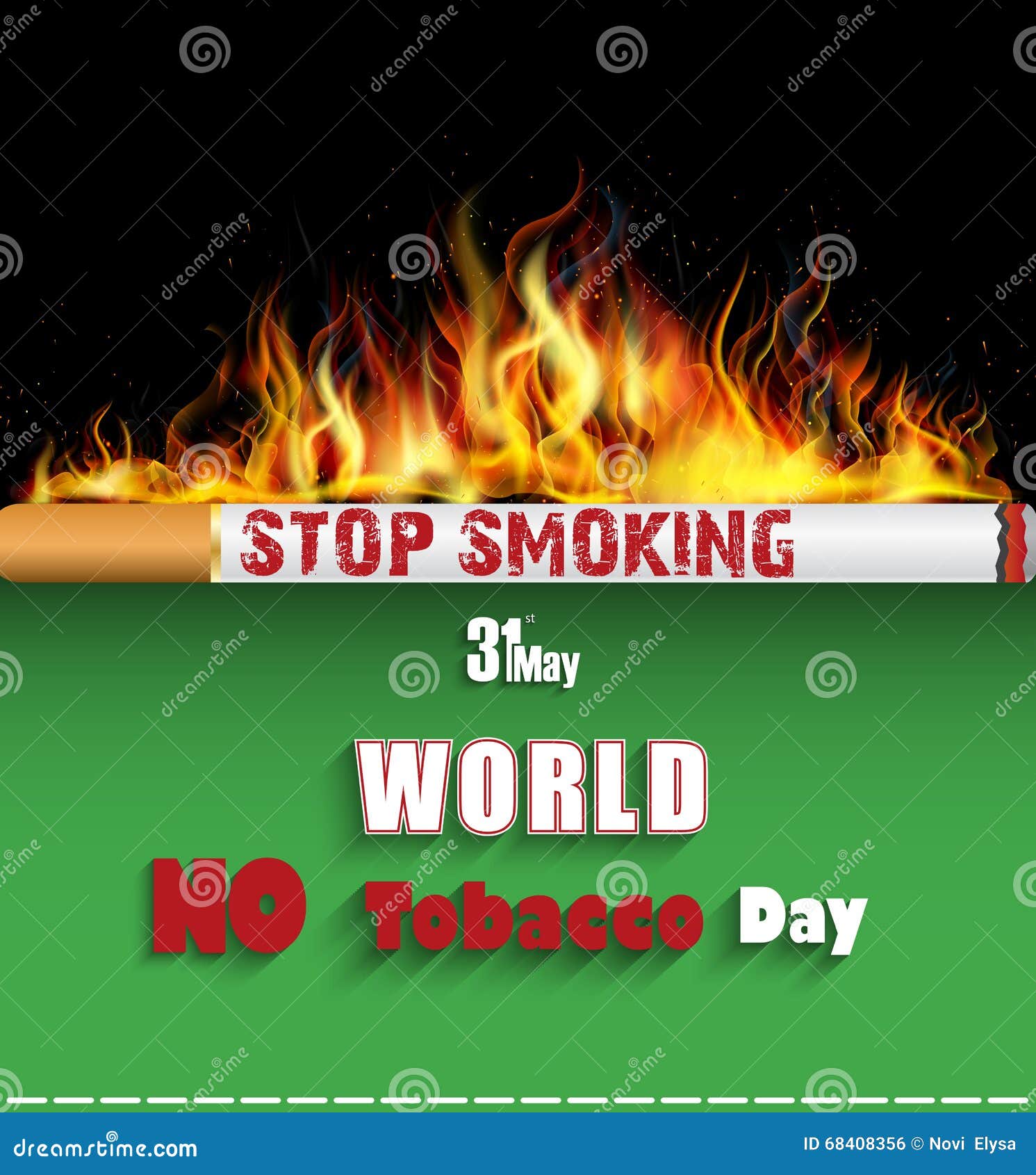 Cigarette Burning in Fire for Stop Smoking Stock Vector - Illustration ...