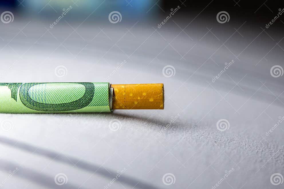 Cigarette and Euro Banknote on Textured Surface Stock Photo - Image of ...