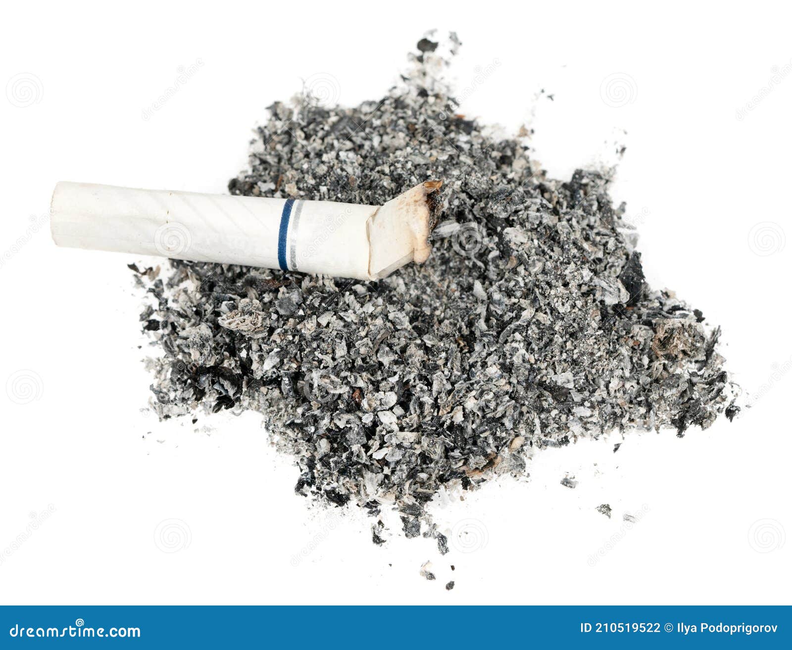 Cigarette with Ash Isolated on White Background. Goby Consumed ...