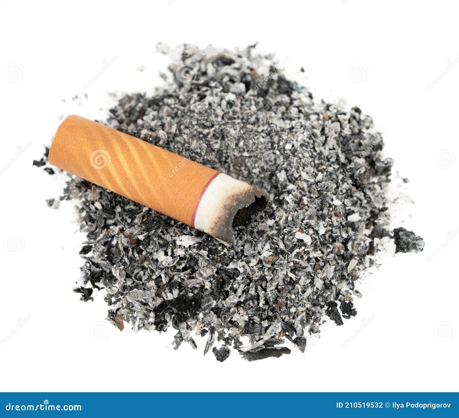 Cigarette with Ash Isolated on White Background. Goby Consumed ...