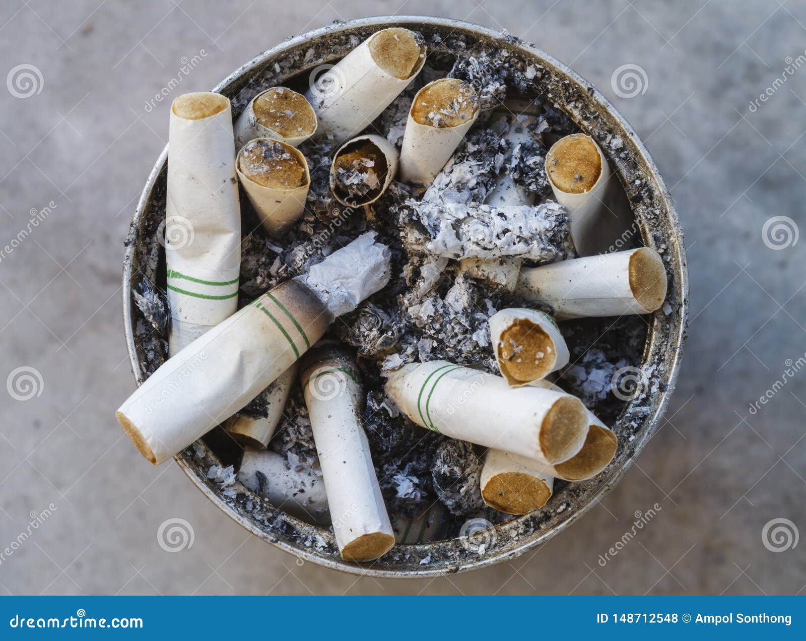 Cigarette Butts Discarded in Ashtray. Stock Photo - Image of garbage ...