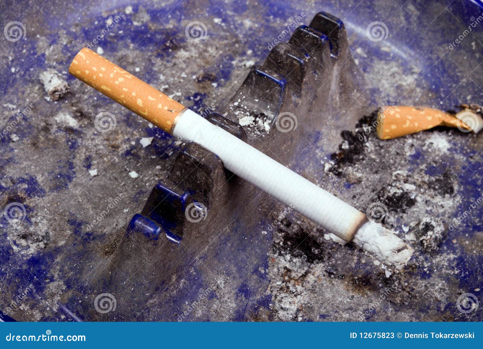 Cigarette in Dirty Ash Tray Stock Image - Image of blue, unattractive ...