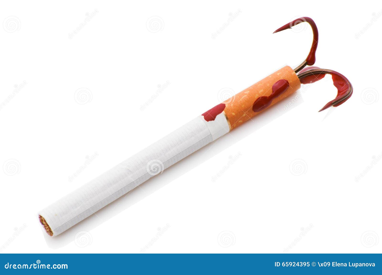Cigarette with a Fishing Hook. Stock Image - Image of bait, lure: 65924395