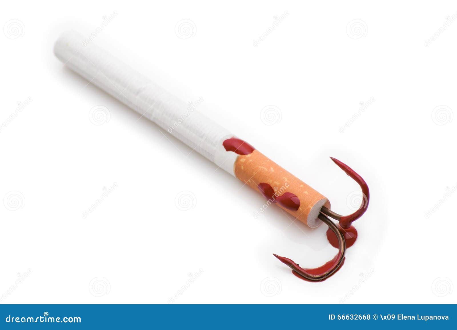 Cigarette with a Fishing Hook. Stock Photo - Image of idea, lure: 66632668