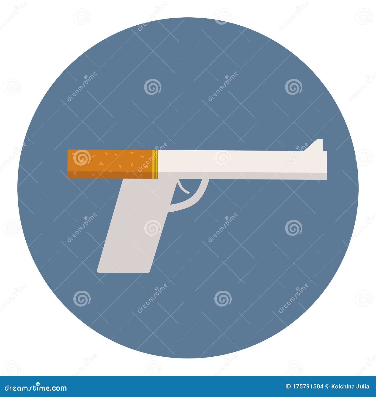 Cigarette in the Form of a Gun on a Blue Background Stock Vector ...