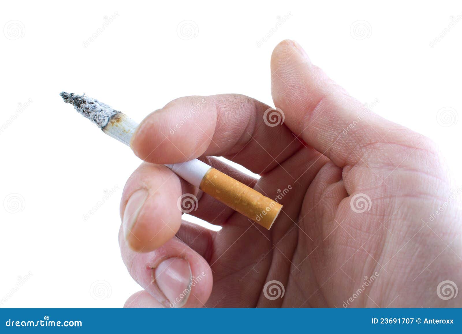 Cigarette in hand stock image. Image of white, closeup - 23691707