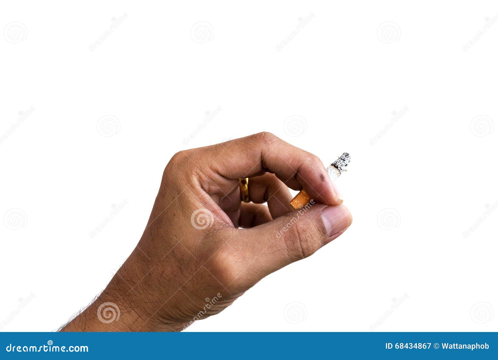 Cigarette in Hand Isolated on White Background. Stock Image - Image of ...