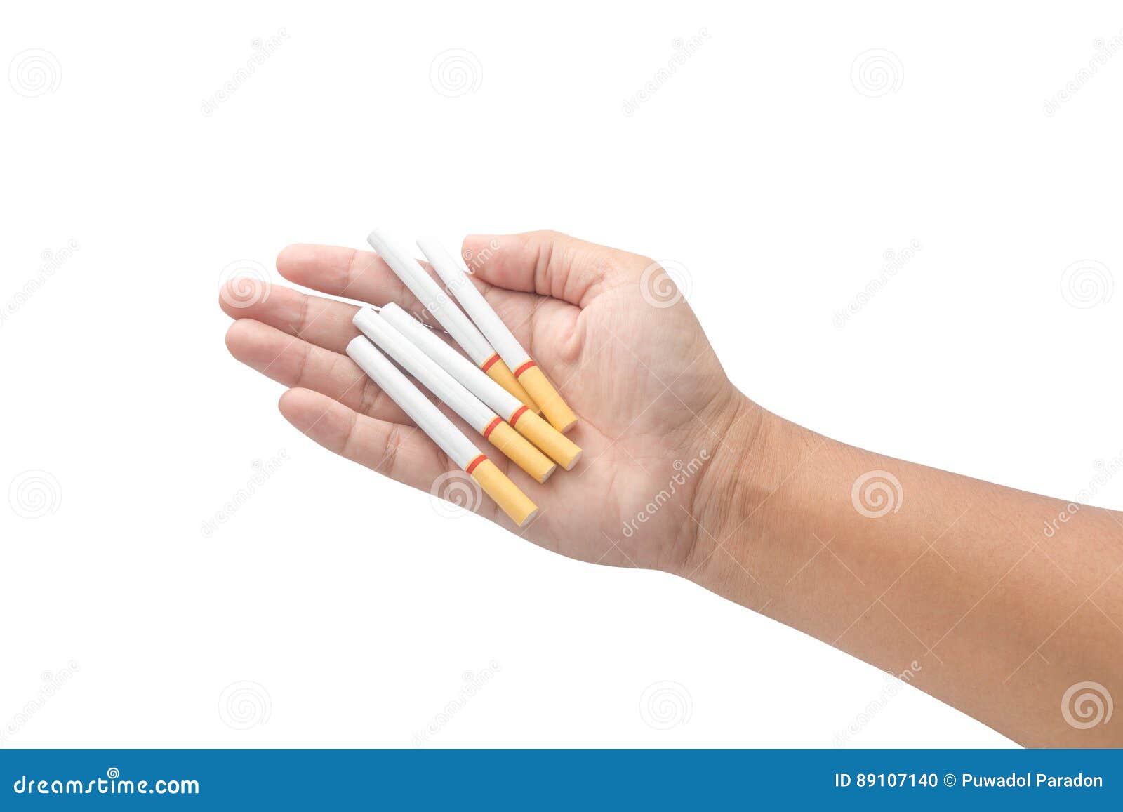 Cigarette on Hand Isolated on White Stock Photo - Image of tobacco ...