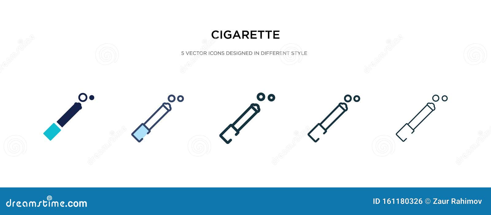 Cigarette Icon in Different Style Vector Illustration. Two Colored and ...