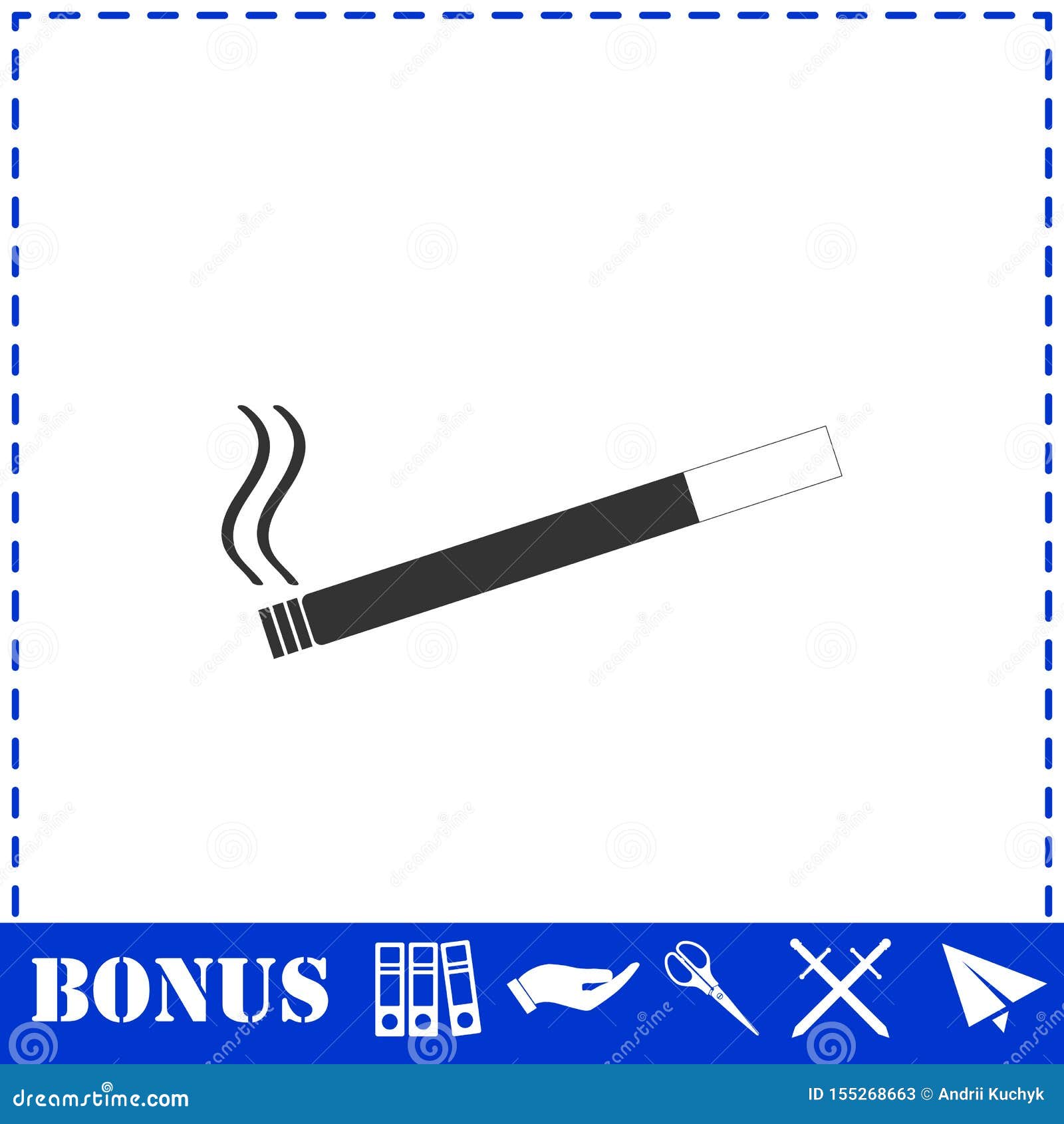 Cigarette icon flat stock vector. Illustration of label - 155268663